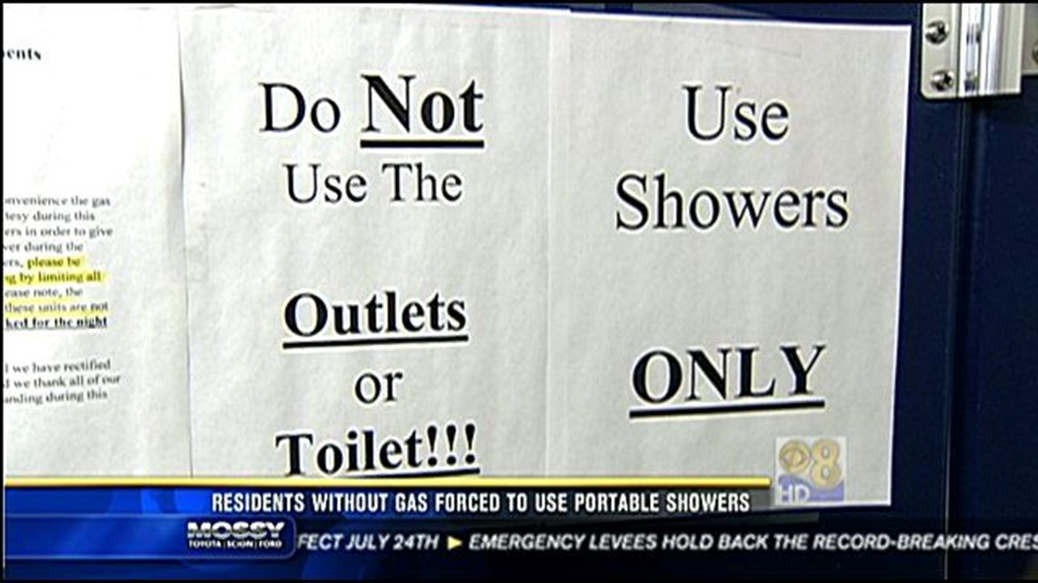 Residents without gas forced to use portable showers | cbs8.com