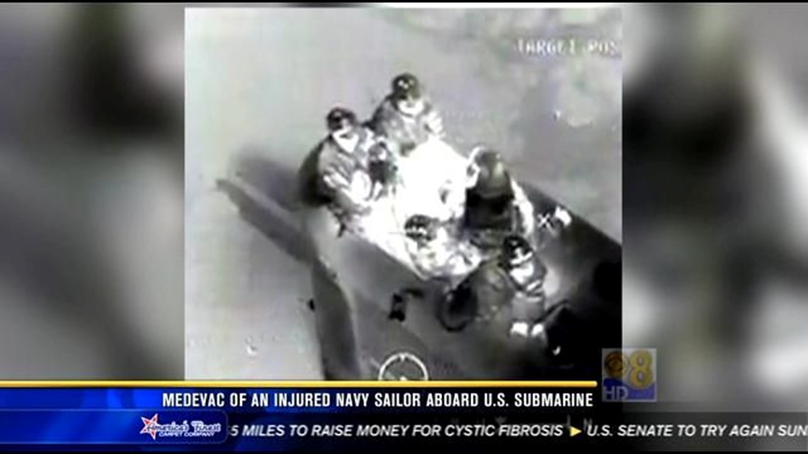 Medevac of an injured Navy sailor aboard U.S. submarine | cbs8.com