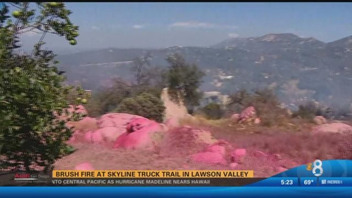 Brush fire at Skyline truck trail in Lawson Valley | cbs8.com