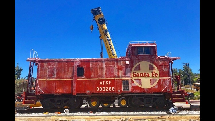All Aboard! Train caboose pulls into Fallbrook | cbs8.com