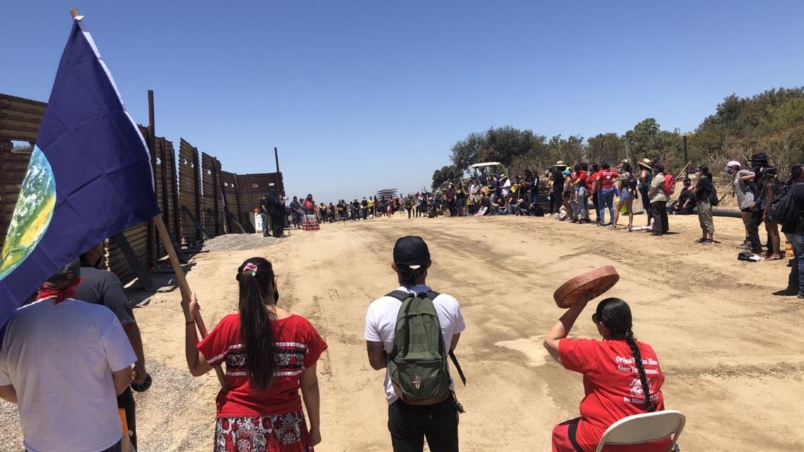 Kumeyaay Nation protest halts East County border wall construction ...