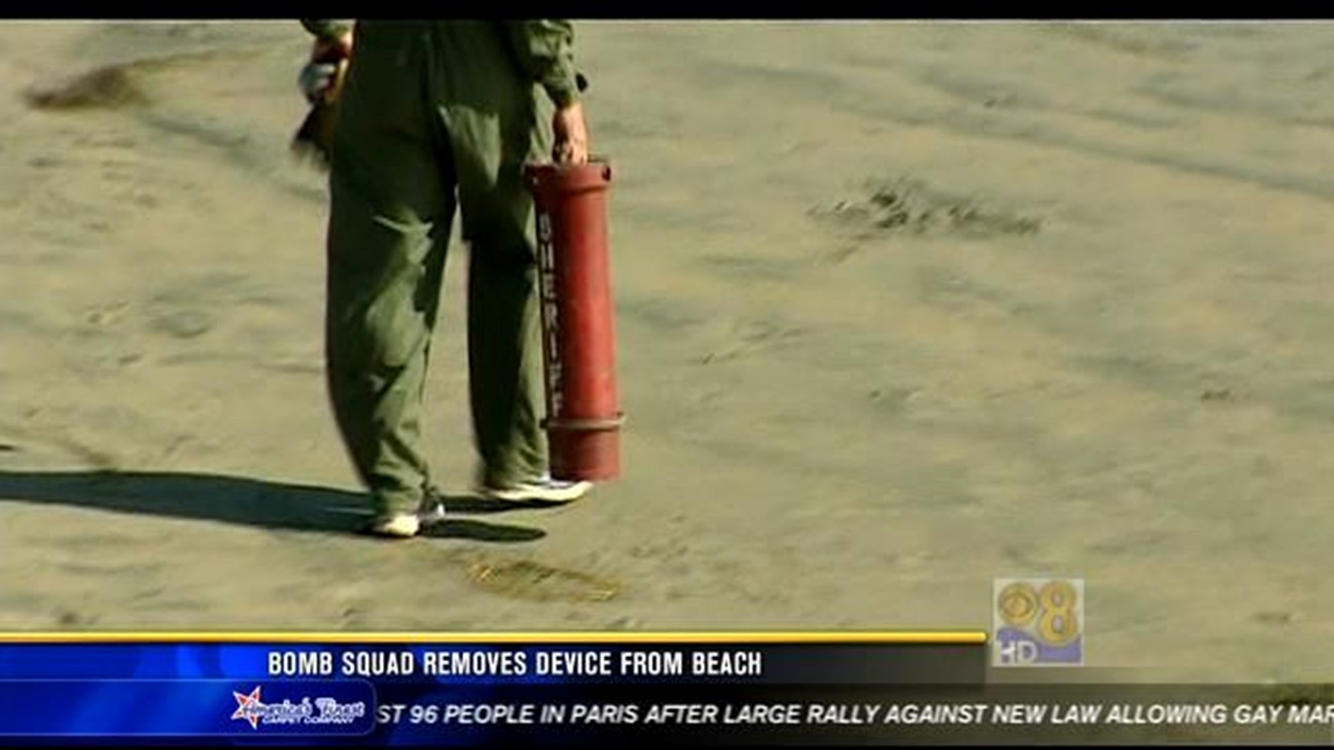 Bomb squad removes device from beach | cbs8.com