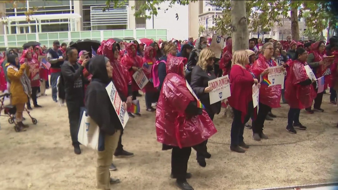 Protests across San Diego against job cuts to Departments of Education ...