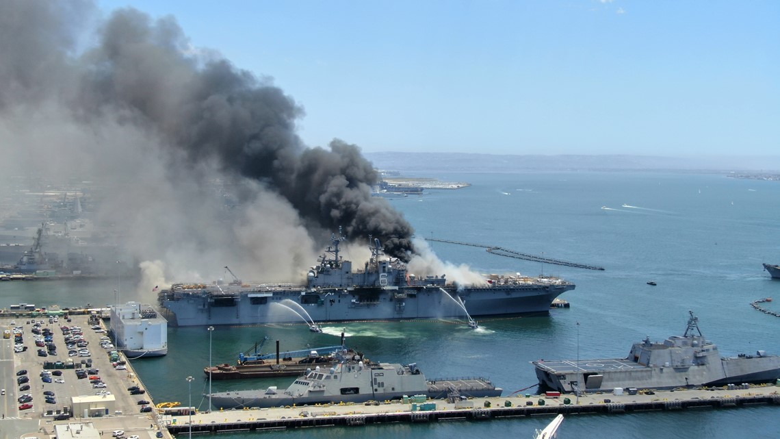 Arson suspected cause of Navy ship fire in San Diego | cbs8.com