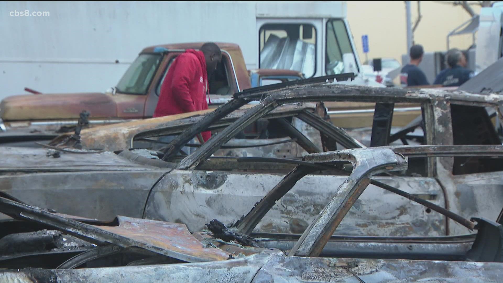 Suspicious fire burns classic cars at Chula Vista auto shop | cbs8.com