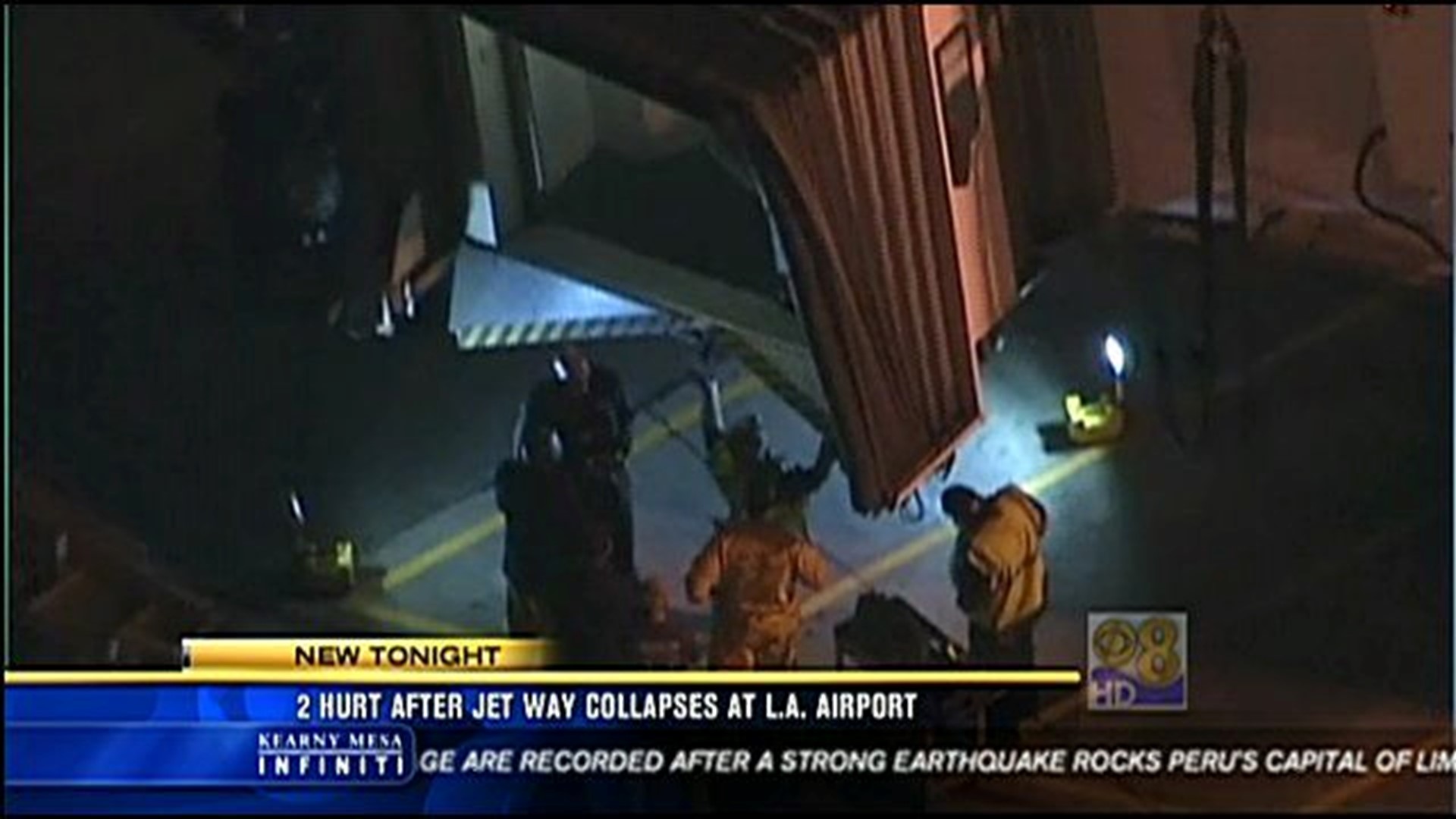 Two injured in LAX jet bridge collapse | cbs8.com