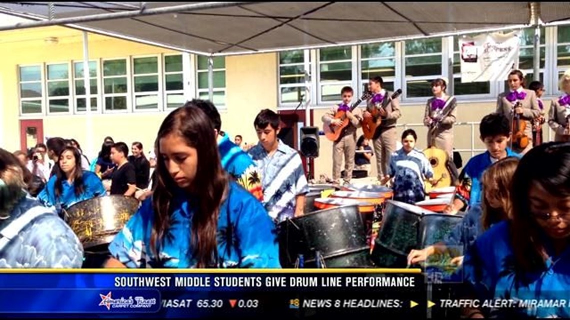 Southwest Middle School students give drum line performance | cbs8.com