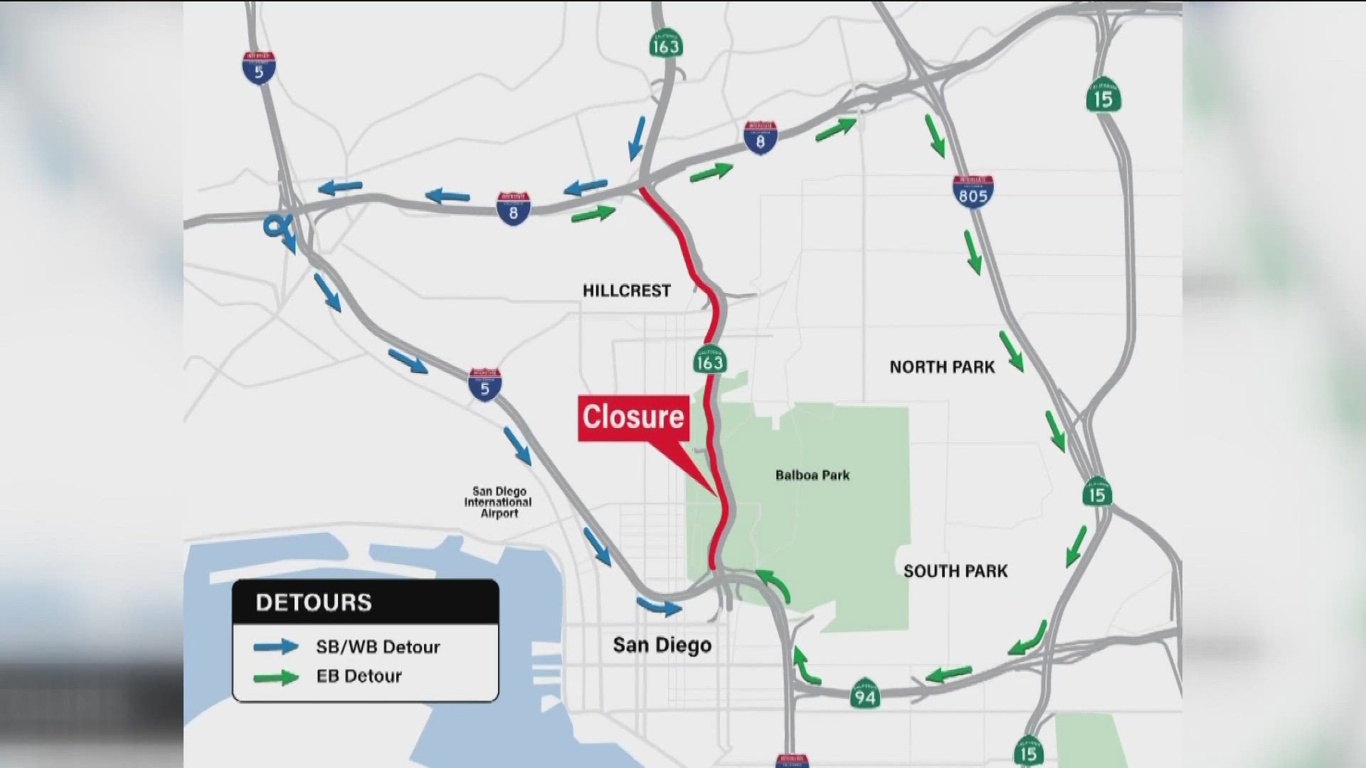 SR-163 closure in San Diego | Detour, duration | cbs8.com