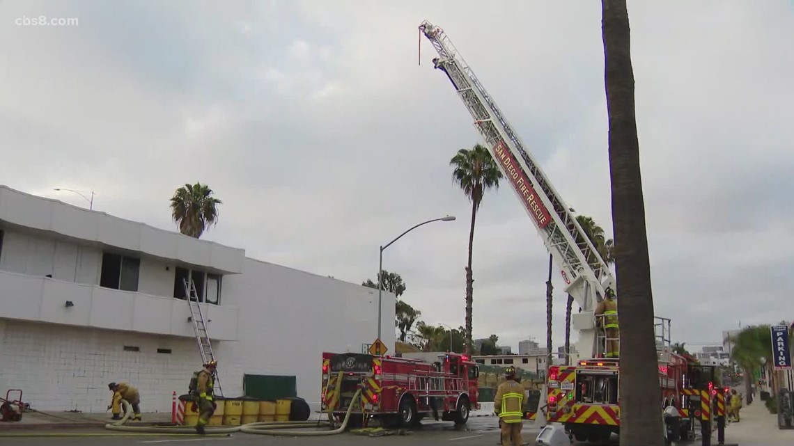 Commercial building damaged by fire near downtown area | cbs8.com