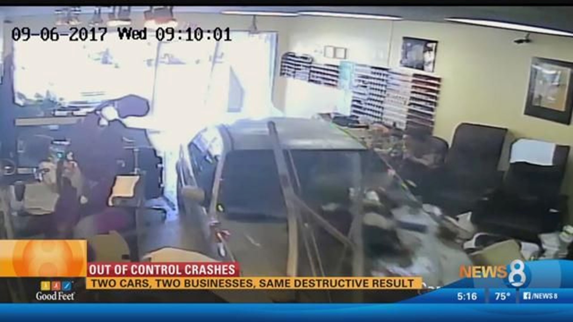 1 car crashes into strip mall, another smashes into discount store ...