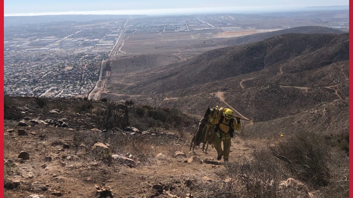 Brush fire that crossed border into US 95% contained | cbs8.com