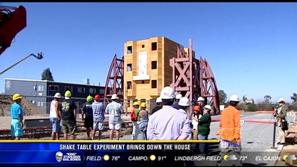 Shake table experiment brings down the house | cbs8.com