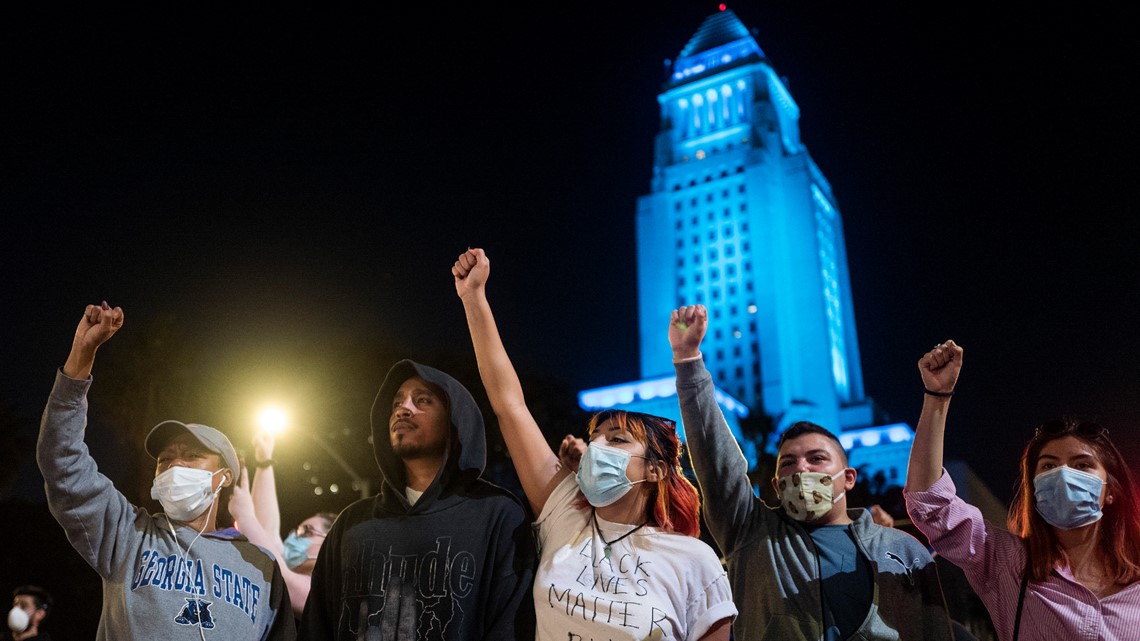Protests against police brutality continue for 2nd night in downtown L ...