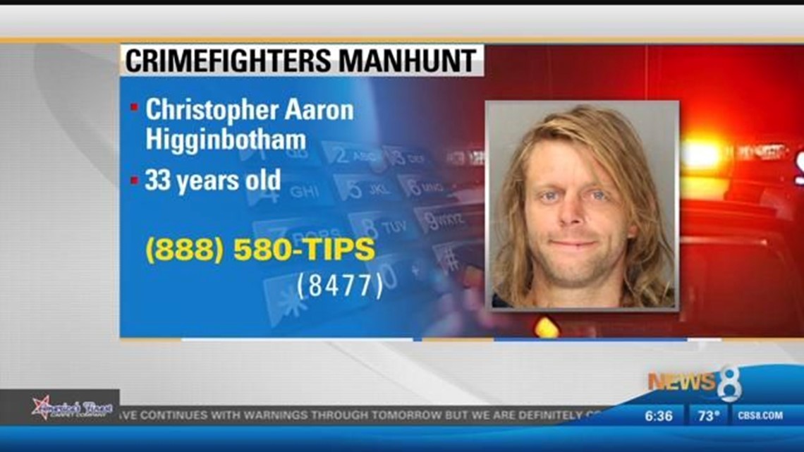 CrimeFighters Alert: Manhunt for Christopher Aaron Higginbotham | cbs8.com