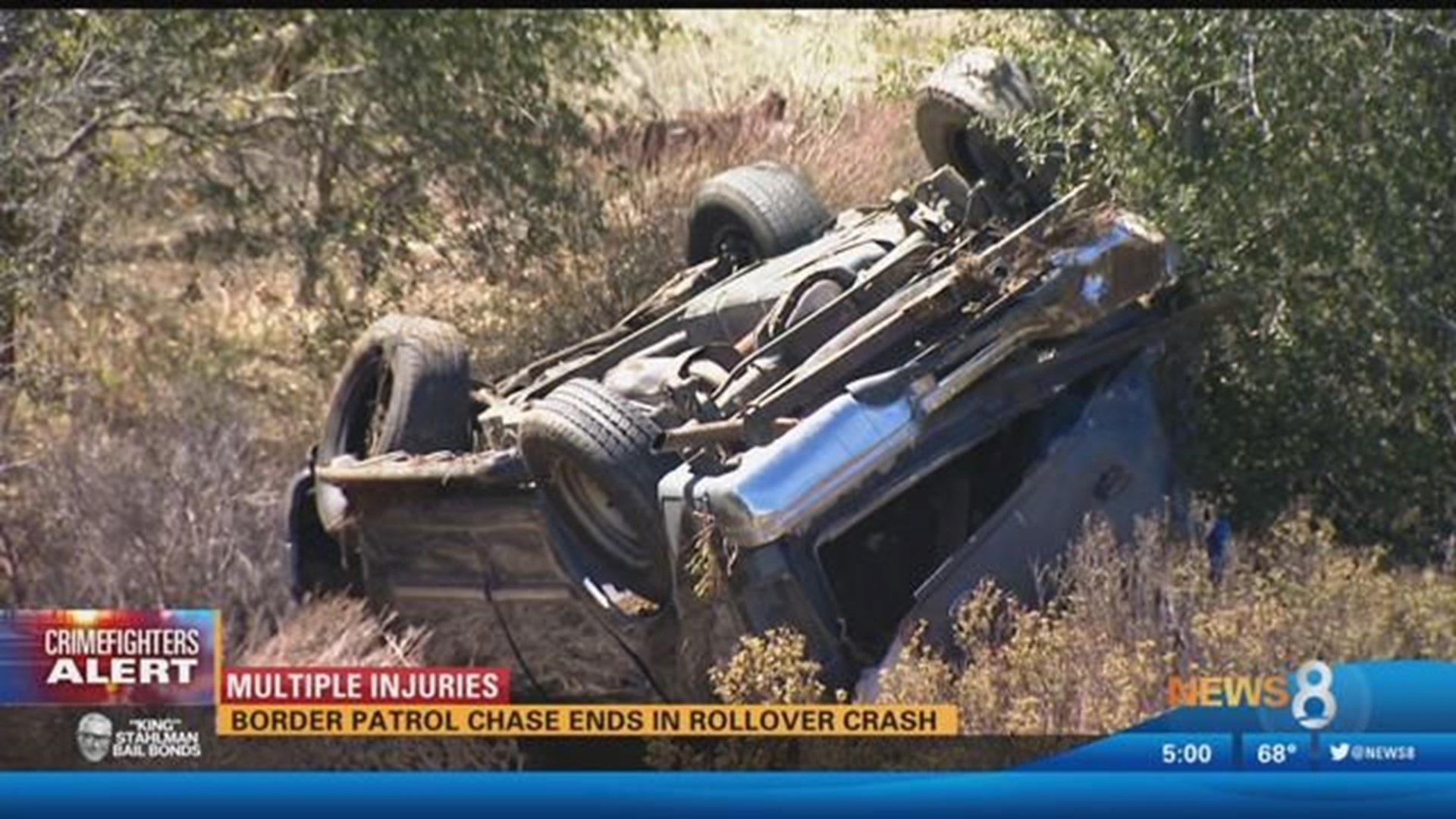 Multiple Injuries: Border Patrol chase ends in rollover crash | cbs8.com