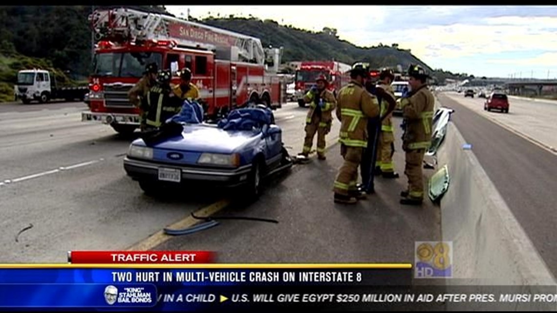 3 hurt in multi-vehicle crash on I-8 | cbs8.com