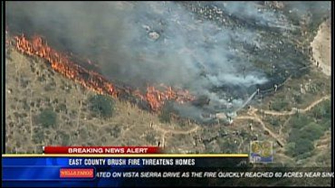 East County Brush Fire Threatens Homes | cbs8.com