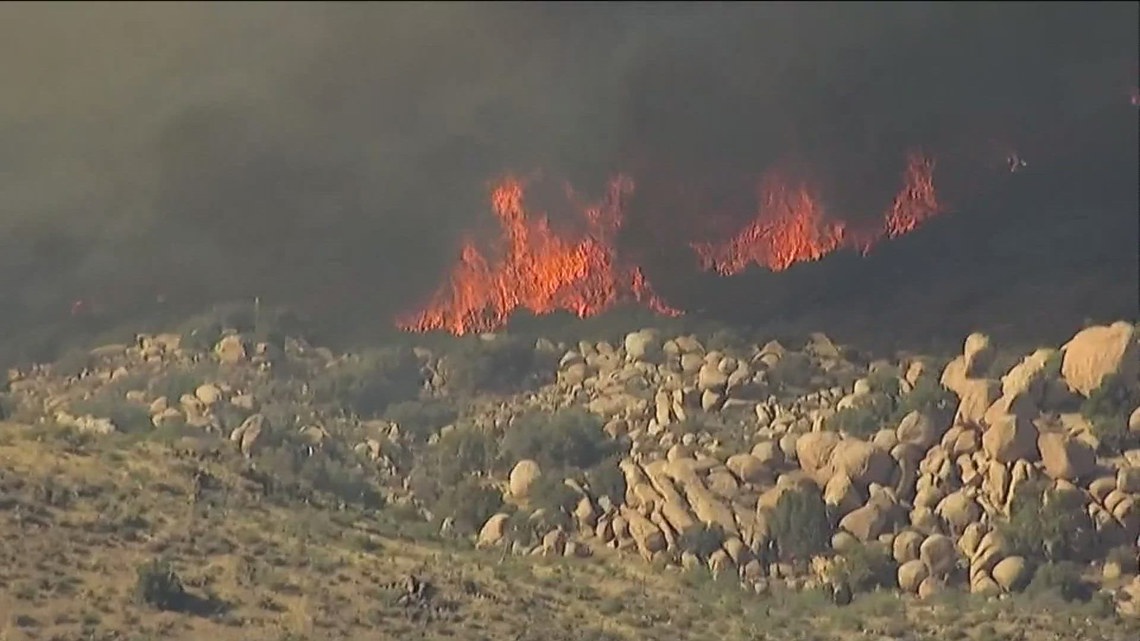Fire crews battle McCain fire burning in Boulevard near I-8 ...