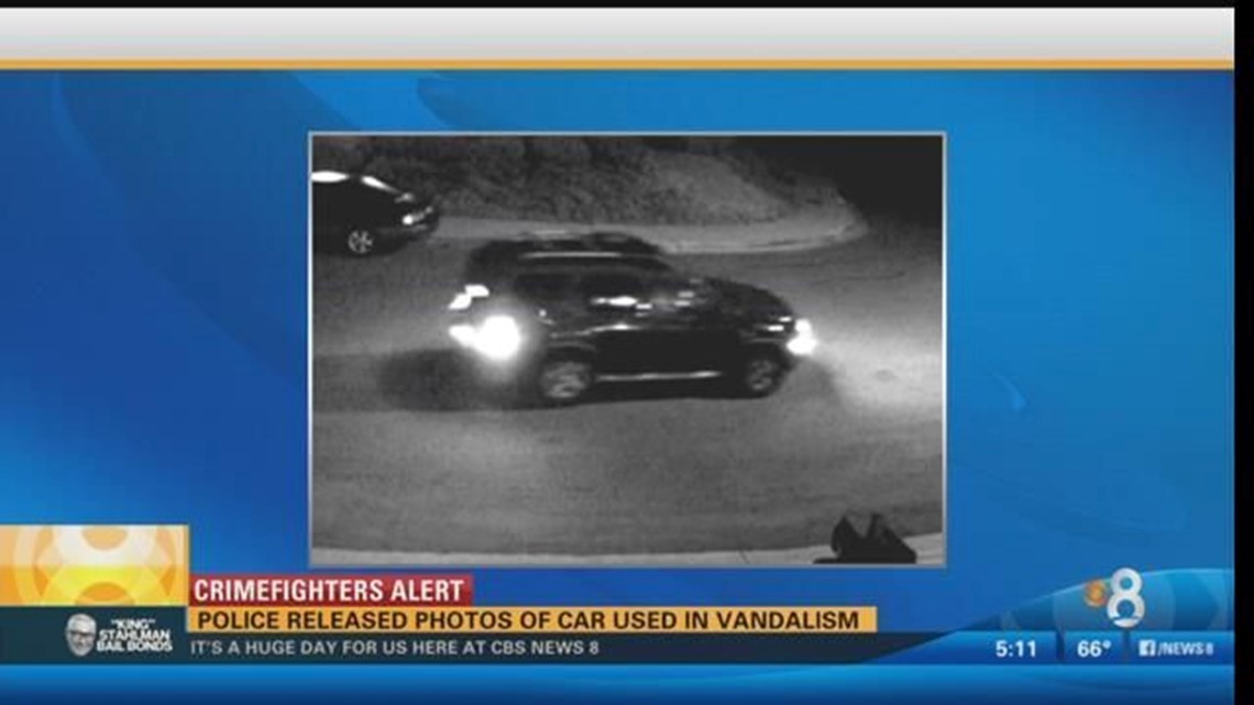 Police release photos of car used in vandalism | cbs8.com