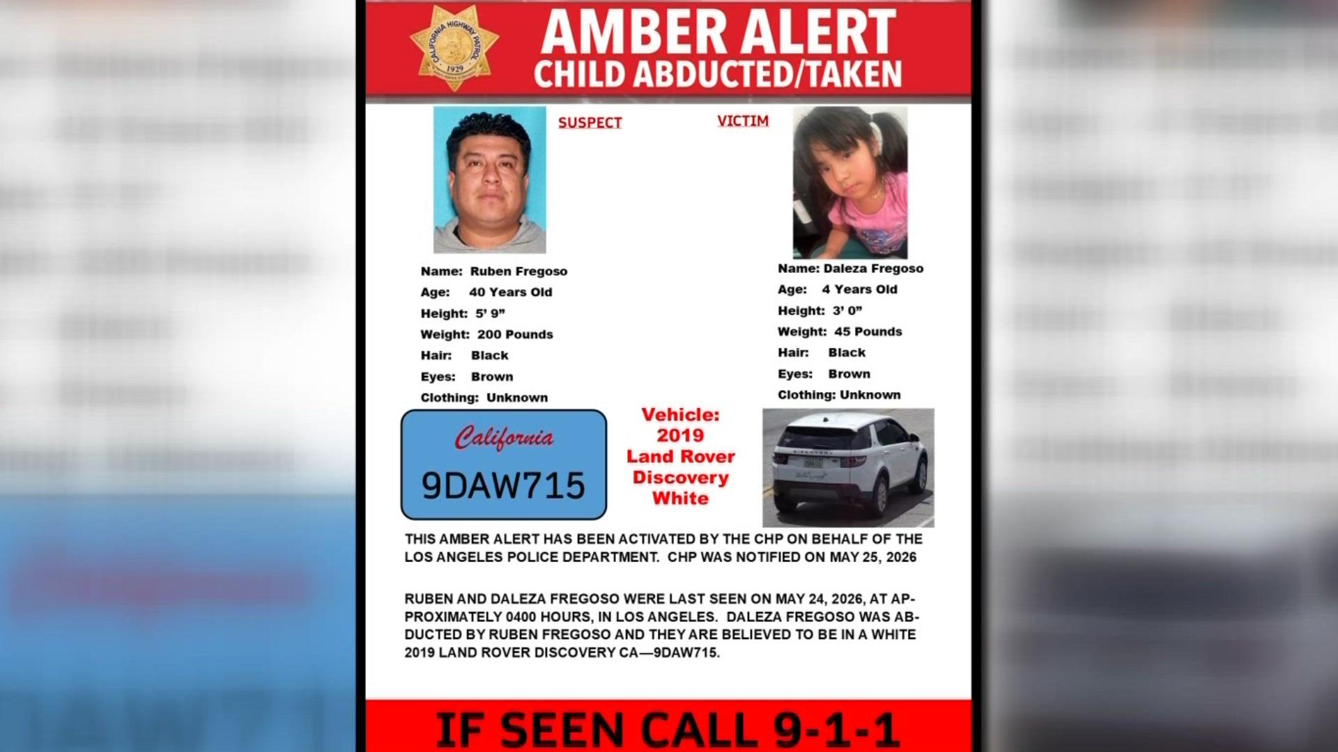 Los Angeles child abduction Amber Alert vehicle found in San Diego ...