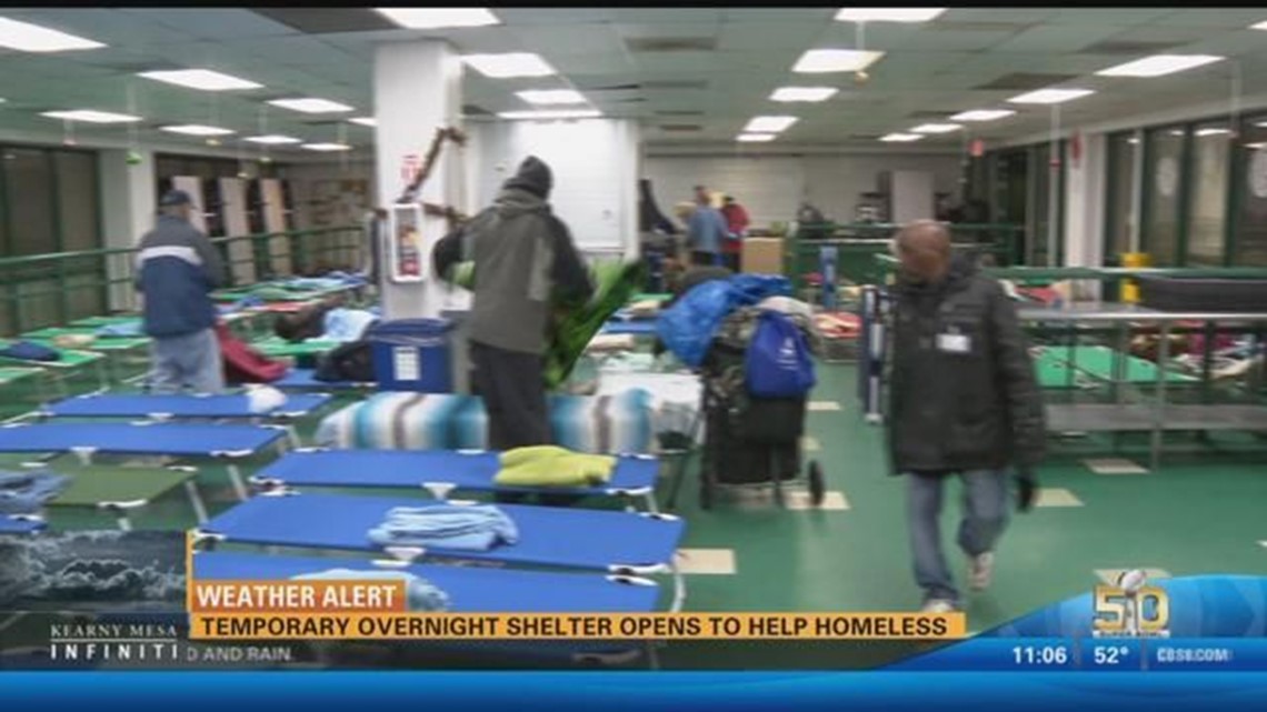Temporary overnight shelter opens to help homeless | cbs8.com