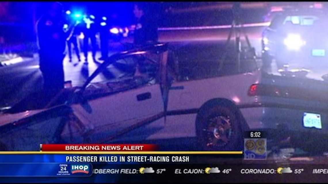 Passenger killed in street-racing crash | cbs8.com