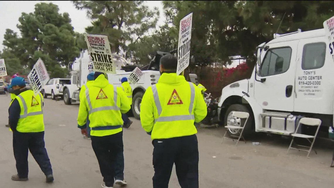 Sanitation workers on strike throughout San Diego area | cbs8.com