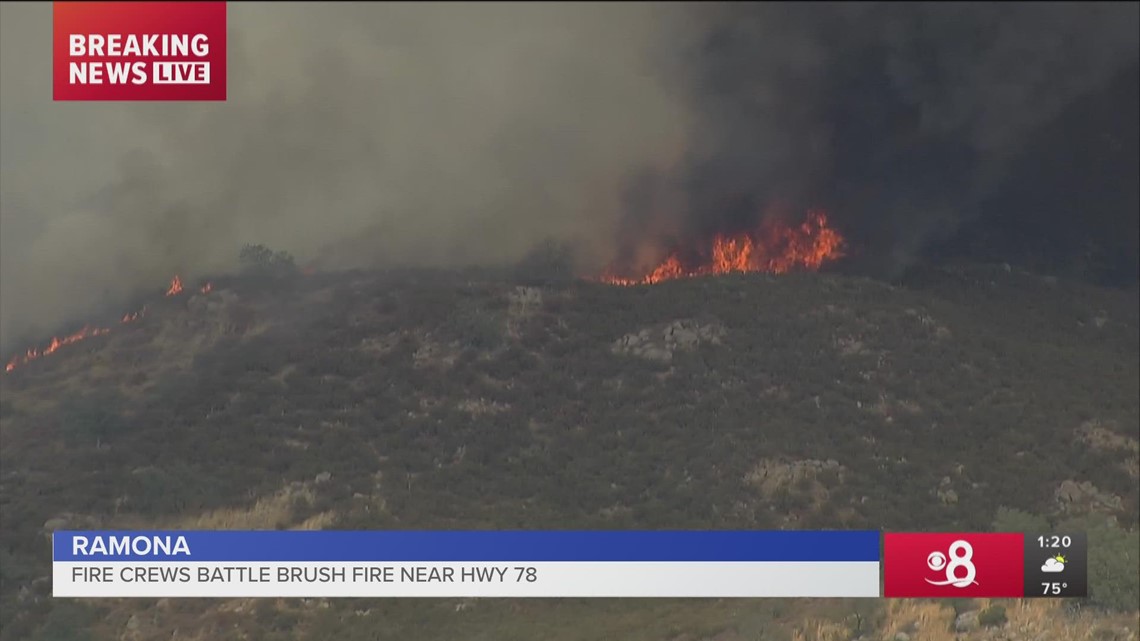 Crews battling Casner Fire on Highway 78 between Ramona and Julian ...