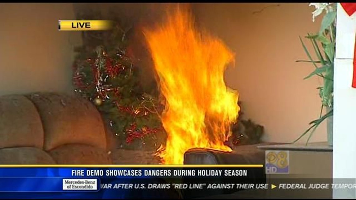 Fire demo showcases dangers during holiday season | cbs8.com