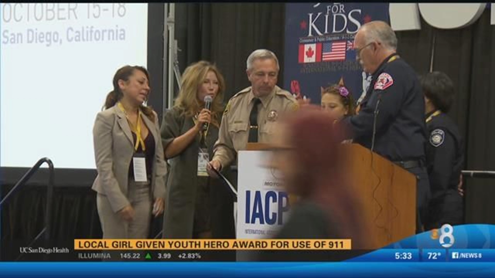 Local girl given Youth Hero Award for use of 911 | cbs8.com