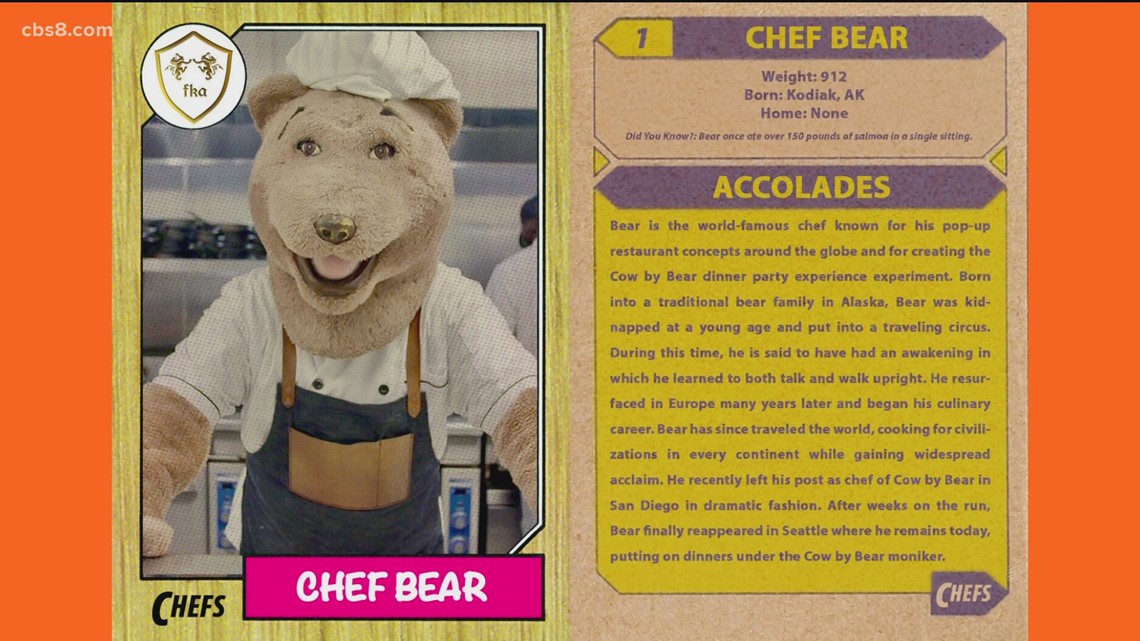 Chef Bear holding Cow by Bear Dinner Parties | cbs8.com