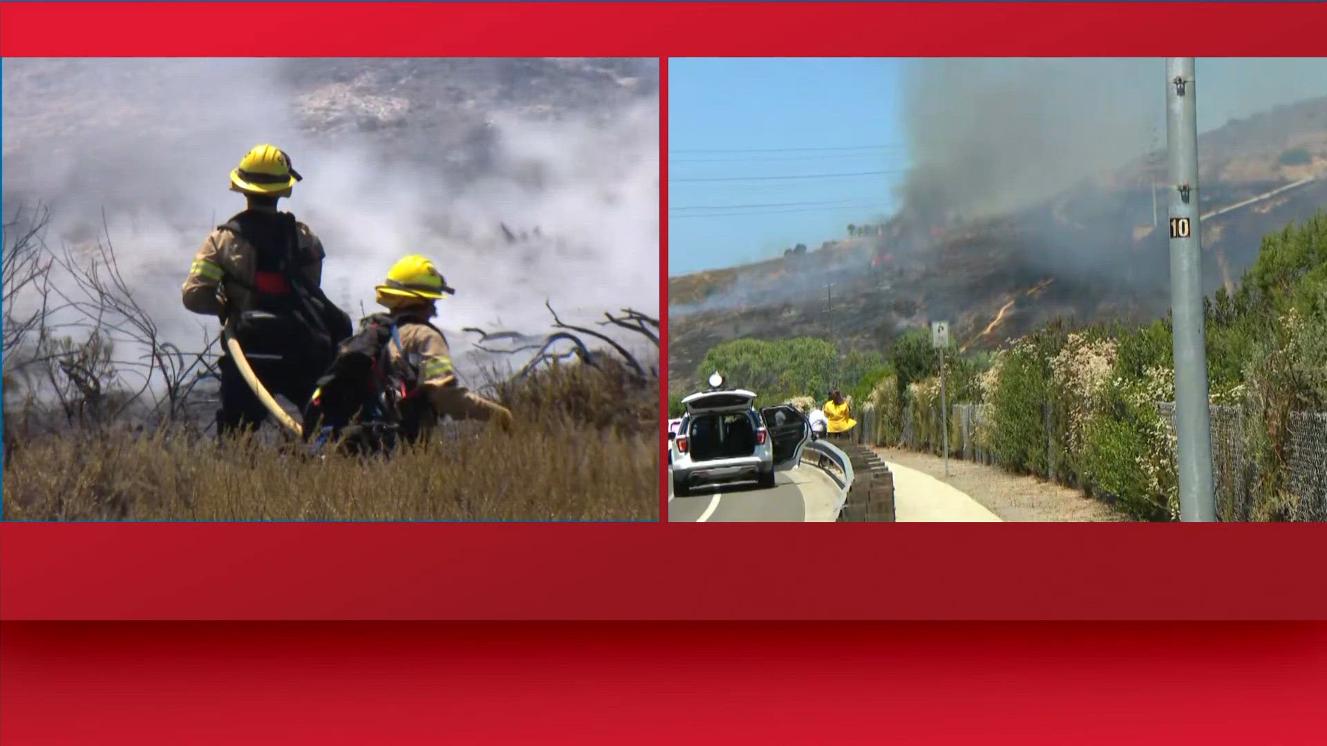 Sorrento Valley brush fire | Air support, water drops, downed power ...