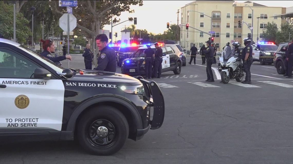 Two suspects in custody, one at large after man shot at SDSU trolley ...