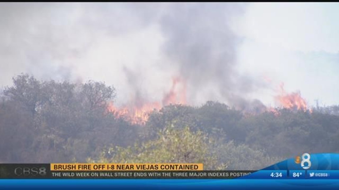 Brush fire along I-8 in Alpine now contained | cbs8.com