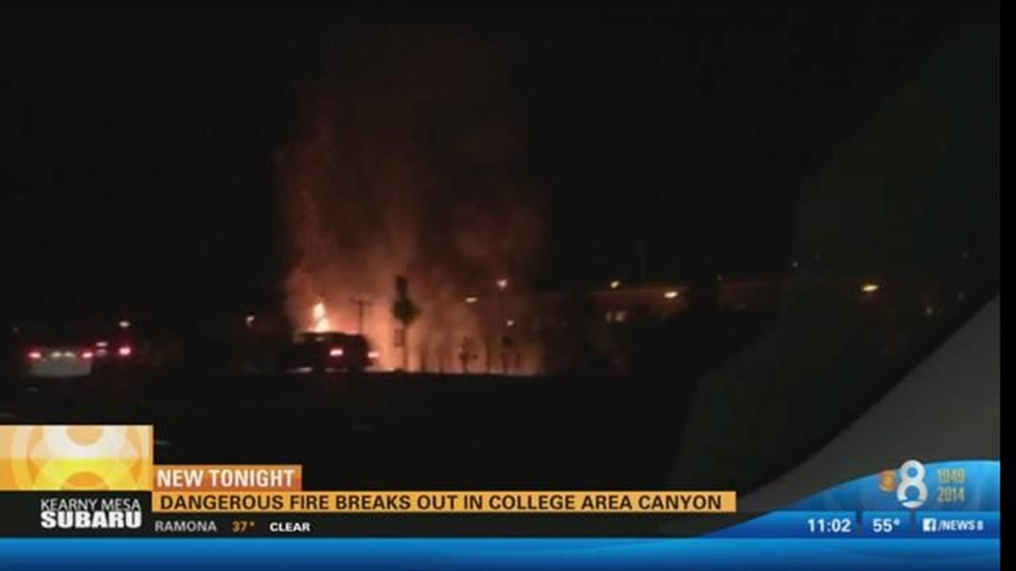Dangerous fire breaks out in college area canyon | cbs8.com