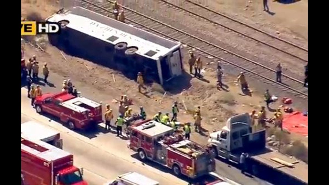 CHP cites unsafe lane change in bus crash near LA | cbs8.com