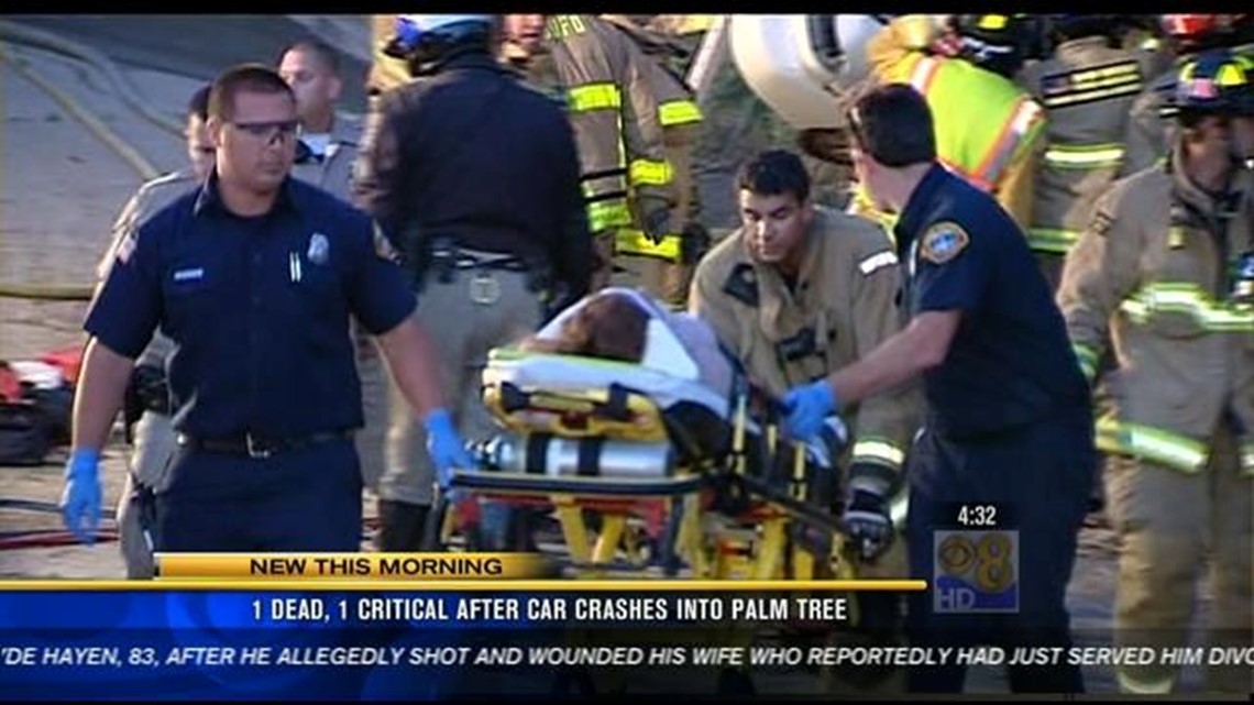 1 dead, 1 hurt after car crashes into palm tree | cbs8.com