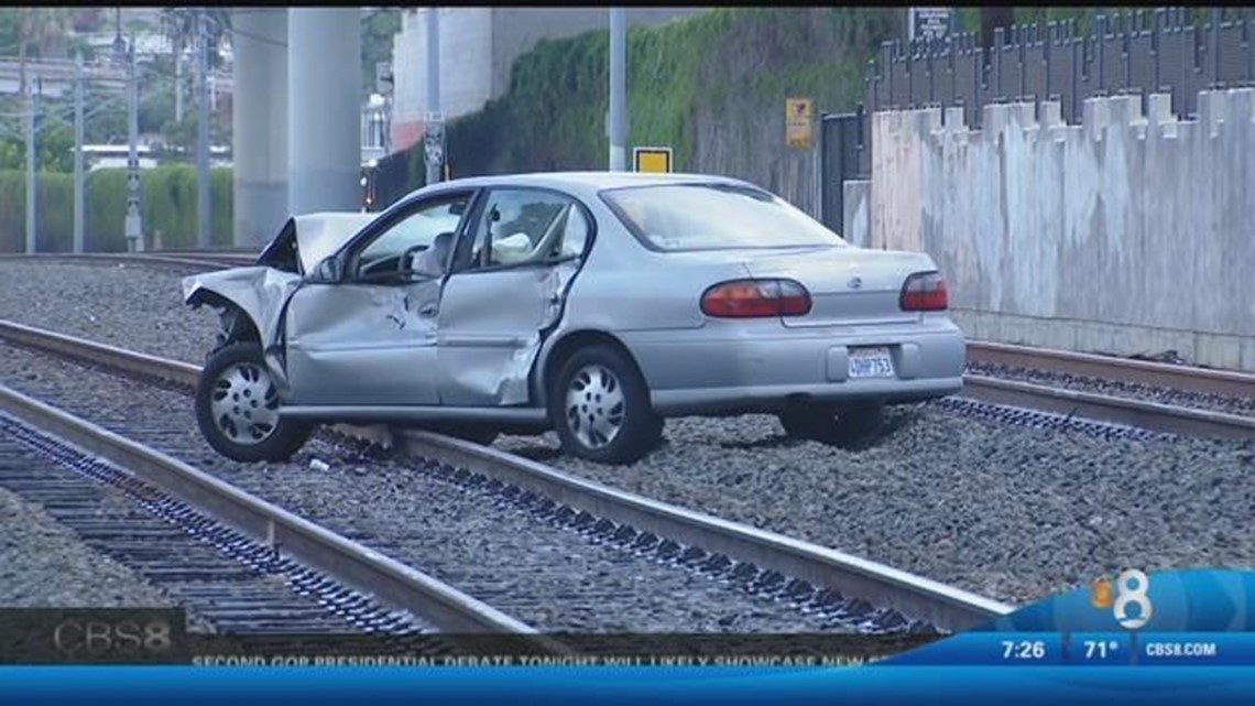 Amtrak train slams into car downtown | cbs8.com