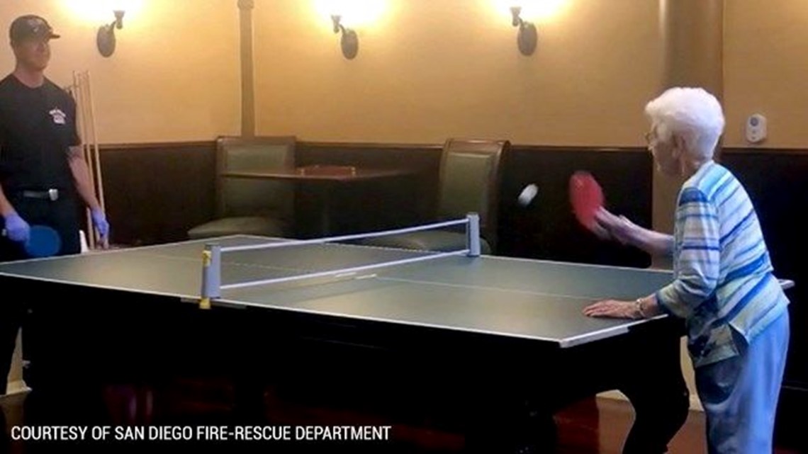 WATCH: San Diego firefighter no match for 101-year-old ping pong player ...