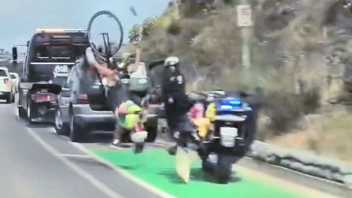 Bicycle rider hits parked police bike on La Costa Avenue | cbs8.com