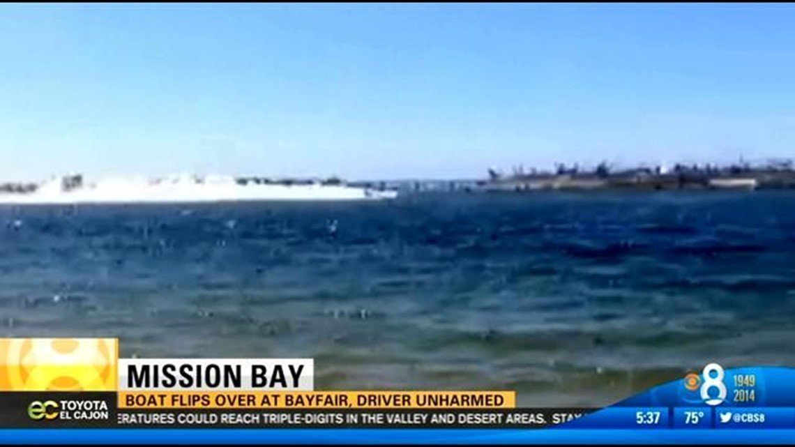 Boat flips over at Bayfair, driver unharmed | cbs8.com
