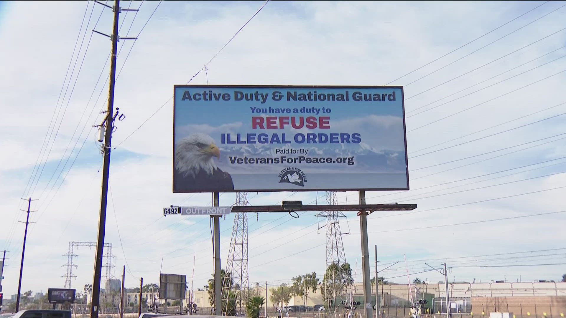 Veterans group's "Refuse Illegal Orders" billboard near Naval Base San ...