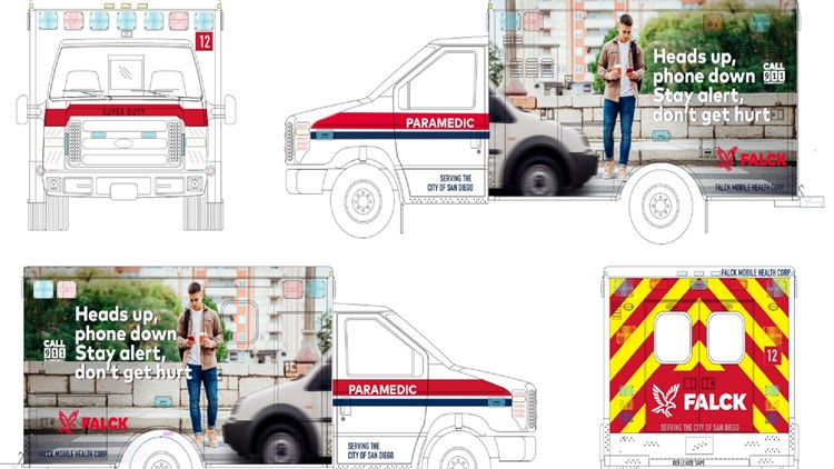 Falck San Diego unveils 4 new PSA ambulance messages | cbs8.com