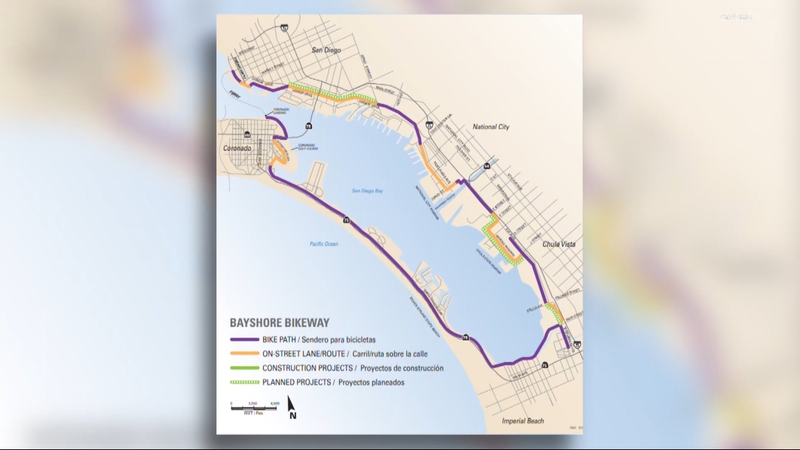 The Bayshore Bikeway path takes you around San Diego Bay | cbs8.com