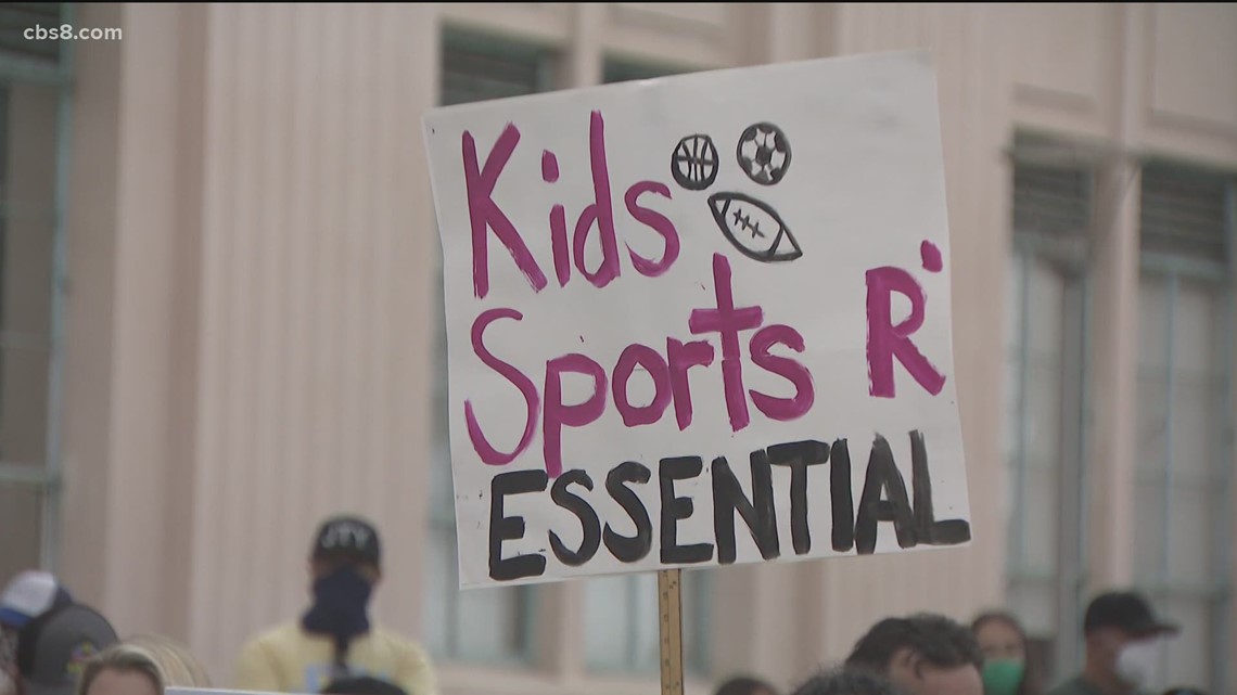 Hundreds gather to protest the continued closure of youth sports | cbs8.com
