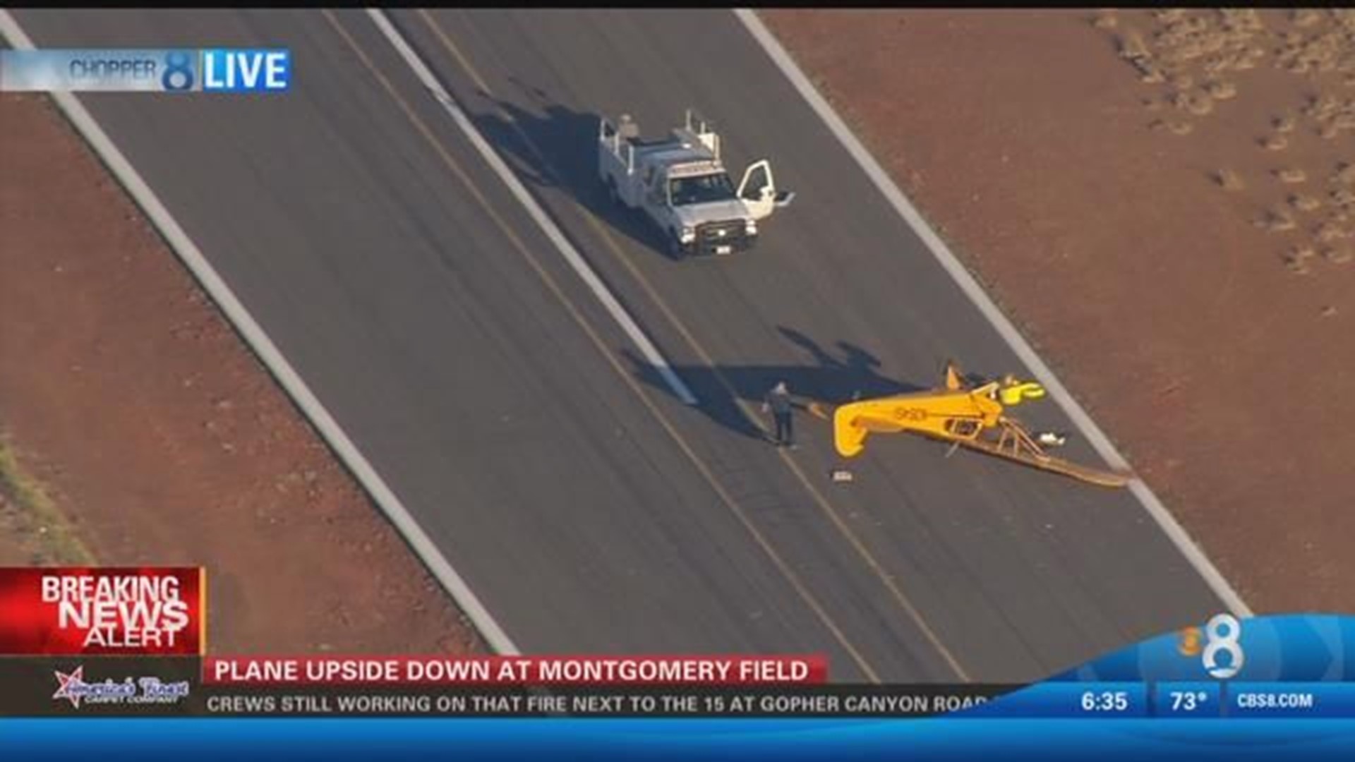 Small plane flips over at Montgomery Field | cbs8.com