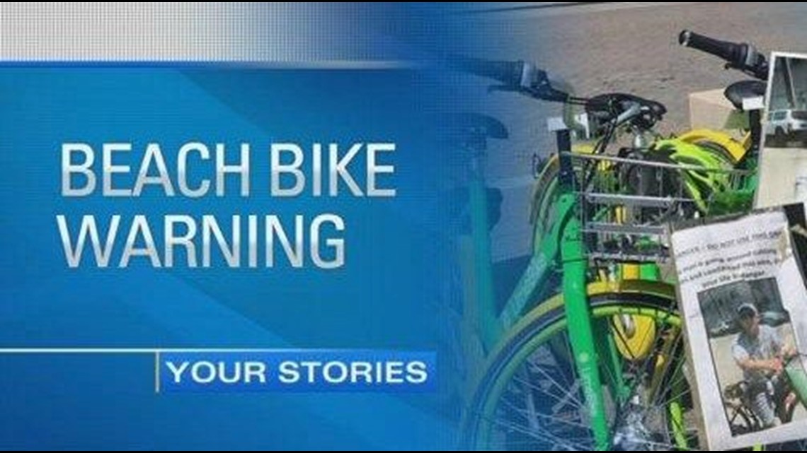 Vandal cutting brake cables on dockless bikes in San Diego beach ...