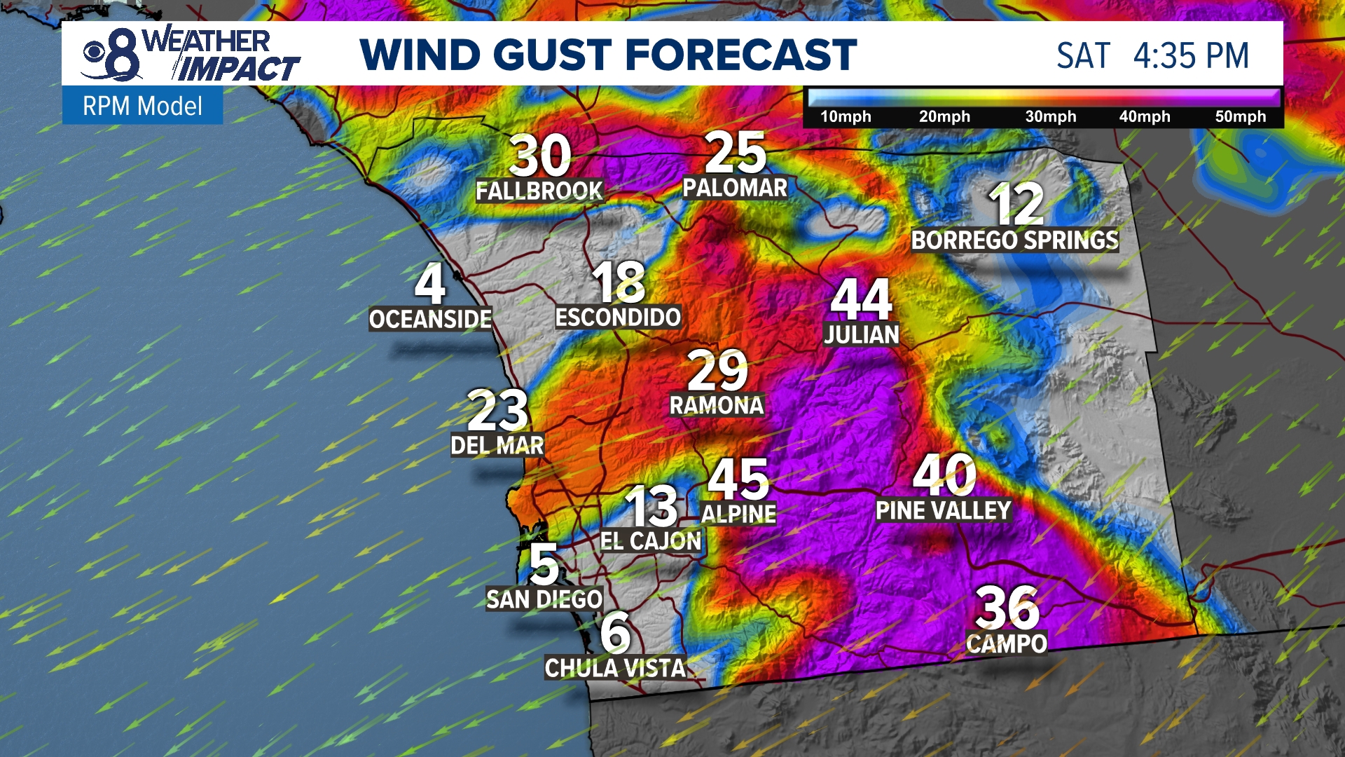 Weather Impact Alert | Santa Ana winds return with 50+ mph gusts ...