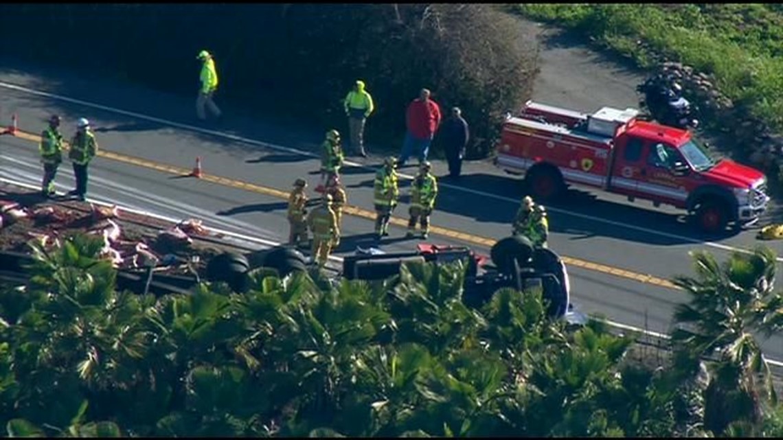 Chopper over fatal big rig crash in Pauma Valley | cbs8.com