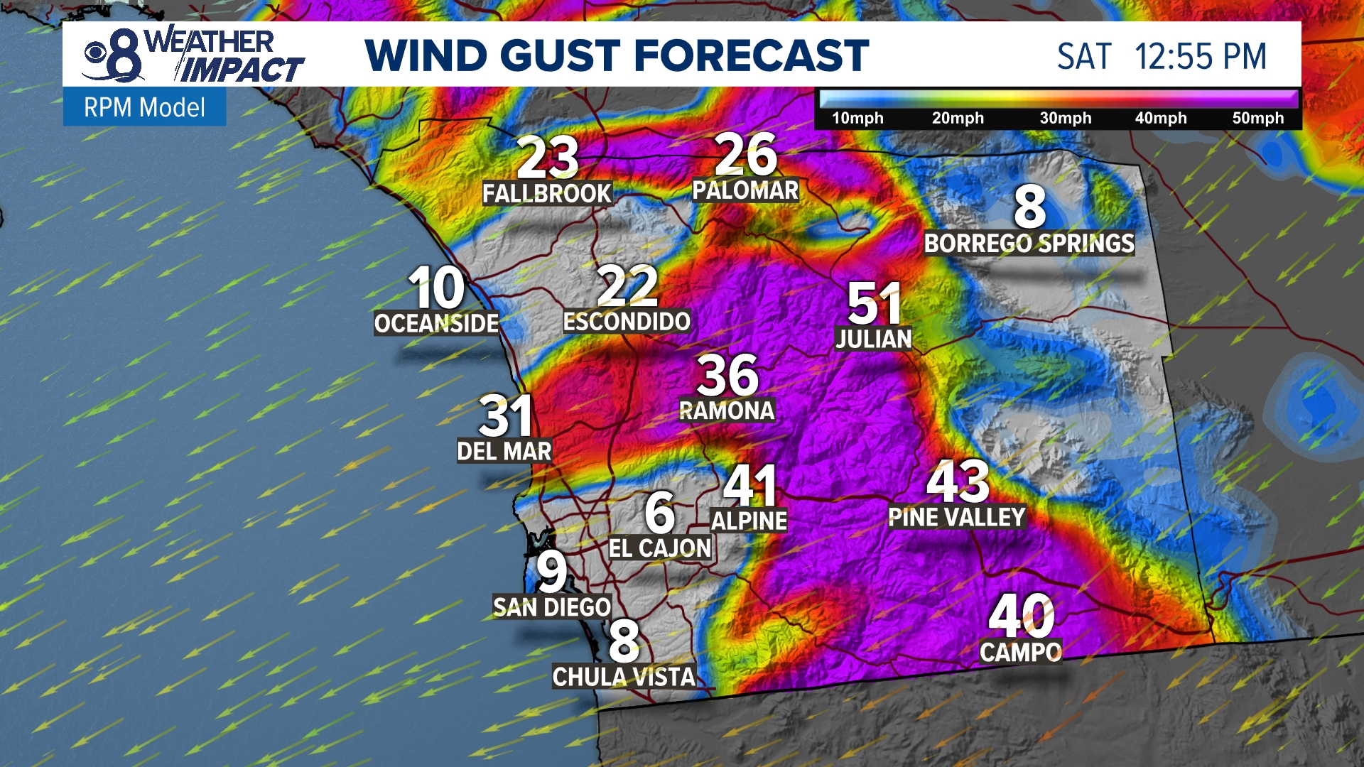 Weather Impact Alert | Santa Ana winds return with 50+ mph gusts ...